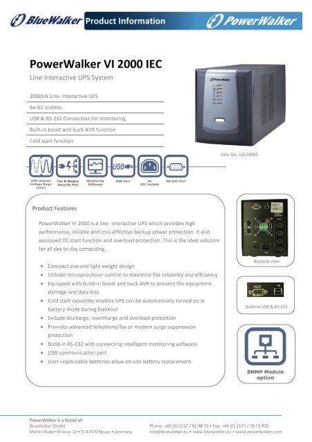 Datasheet - PowerWalker UPS