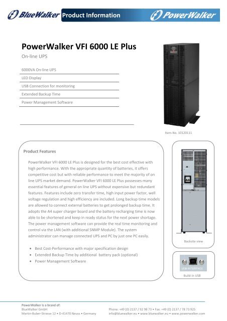 Datasheet - PowerWalker UPS