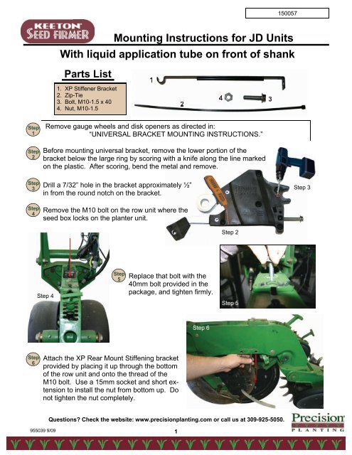 Bracket Addition for XP Row Unit Instructions - Precision Planting