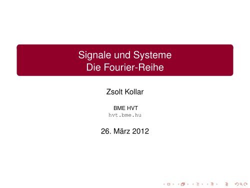 Signale und Systeme Die Fourier-Reihe