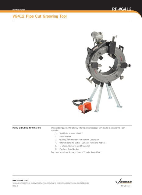 VG412 Pipe Cut Grooving Tool RP-VG412 - Victaulic