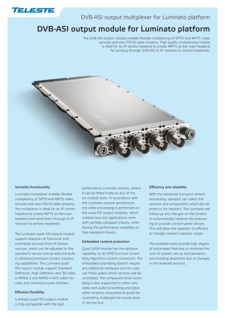 Luminato ASI output module brochure - Teleste