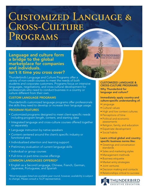 Customized Language & Cross-Culture Programs - Thunderbird ...