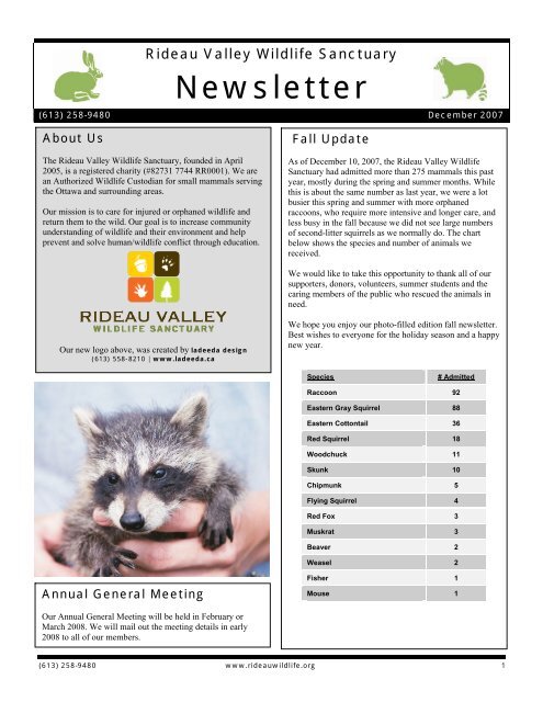 Newsletter - Rideau Valley Wildlife Sanctuary