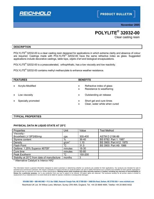 POLYLITEÃ‚Â® 32032-00 - Reichhold