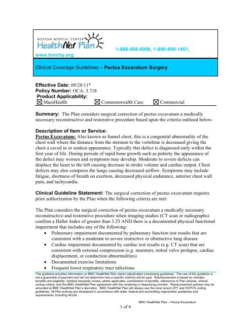 Pectus Excavatum Surgery - BMC HealthNet Plan