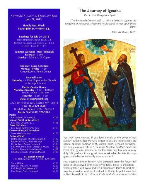 July 21, 2013 Bulletin - St. Joseph Parish