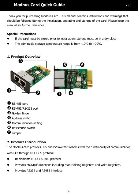 Modbus Card Quick Guide - Voltron