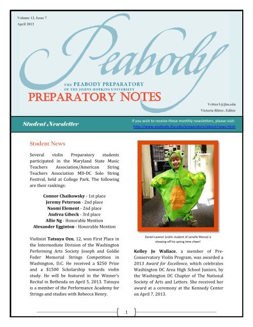 View the April issue of Preparatory Notes