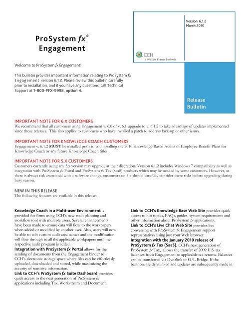 ProSystem fxÂ® Engagement - Support - Cch.com