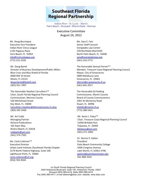 Executive Committee - South Florida Regional Planning Council