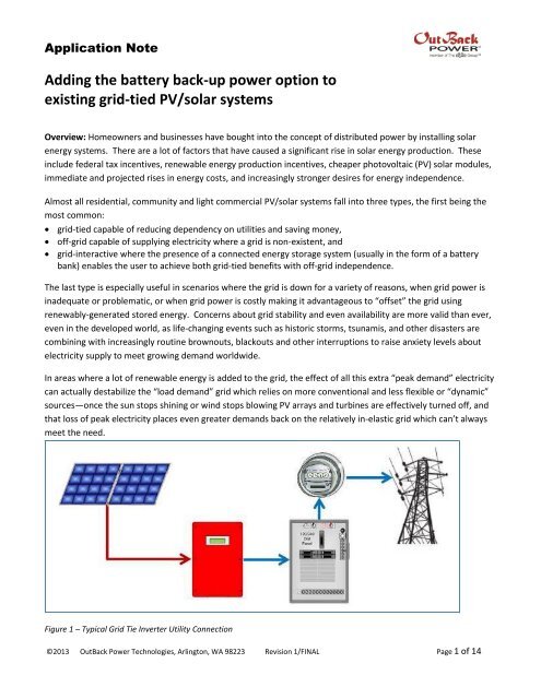 Adding the battery back-up power option to - OutBack Power Systems