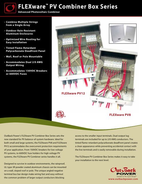 FLEXware PV8 & PV12 Spec Sheet - OutBack Power Systems