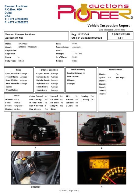 Vehicle Inspection Report