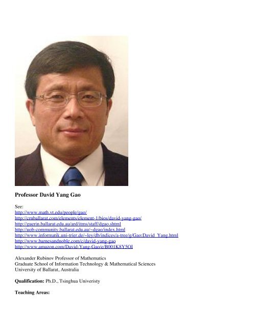 Professor David Yang Gao