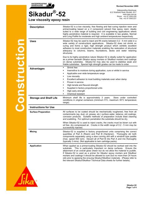 Sikadur 52 Low Viscosity Epoxy Resin - North West Sealants