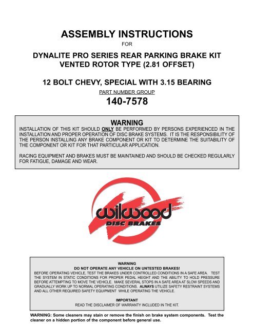 assembly instructions - Classic Performance Products
