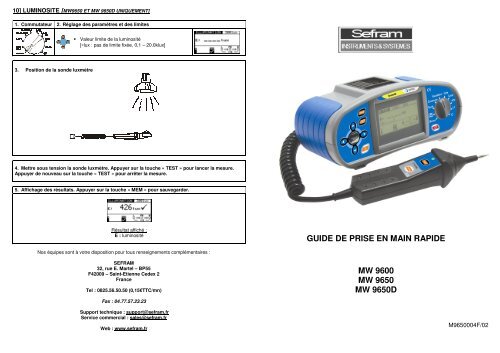 GUIDE DE PRISE EN MAIN RAPIDE MW 9600 MW 9650 ... - Sefram