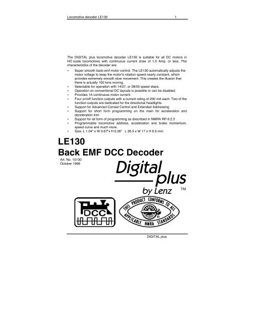 Le130 Booklet - Lenz USA