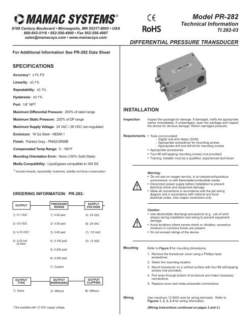 Model PR-282 - MAMAC Systems