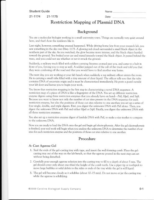 Restriction Mapping of Plasmid DNA