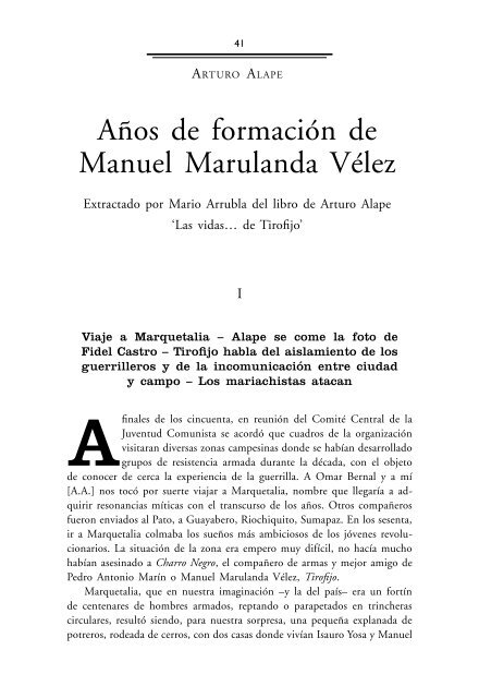 Años de formación de Manuel Marulanda Vélez