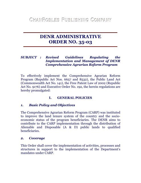 denr administrative order no. 35-03 - Chan Robles and Associates ...