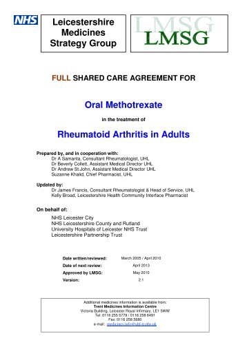 UHL Methotrexate Patient Leaflet - Leicestershire Medicines ...