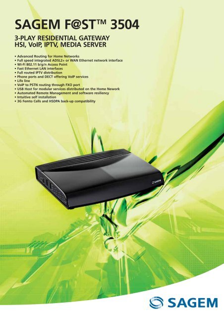 SAGEM F@STTM 3504 3-PLAY RESIDENTIAL ... - Sagemcom