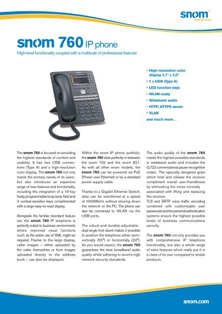 snom 760IP phone - snom VoIP Phones