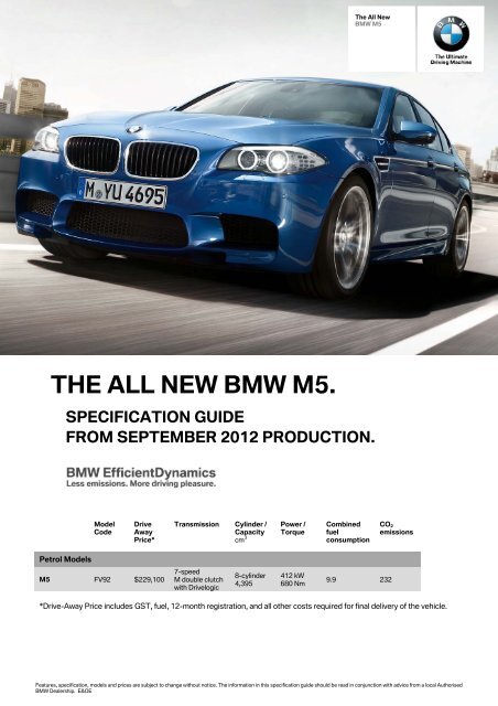 the all new bmw m5. specification guide from ... - BMW New Zealand