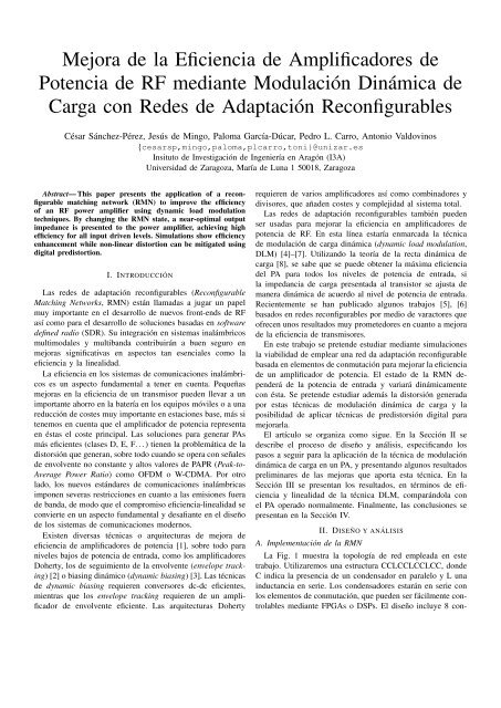 Mejora de la Eficiencia de Amplificadores de Potencia de RF ...