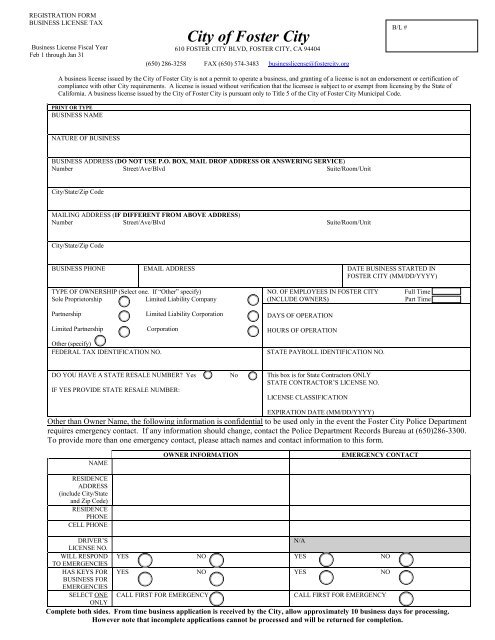 Business License - Foster City
