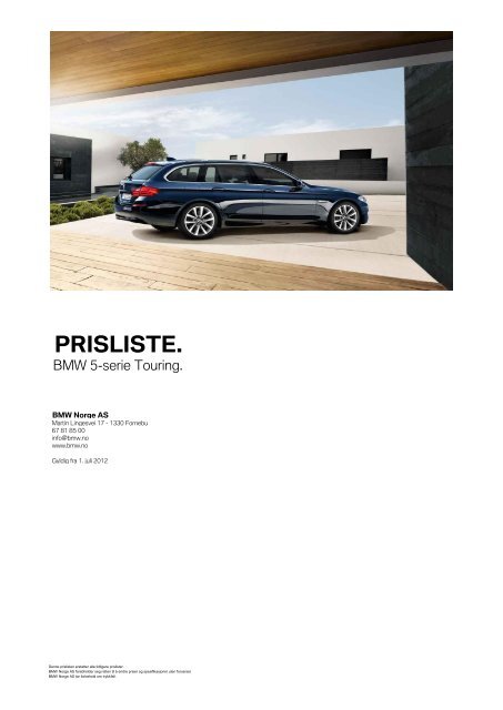 PRISLISTE. - BMW Norge