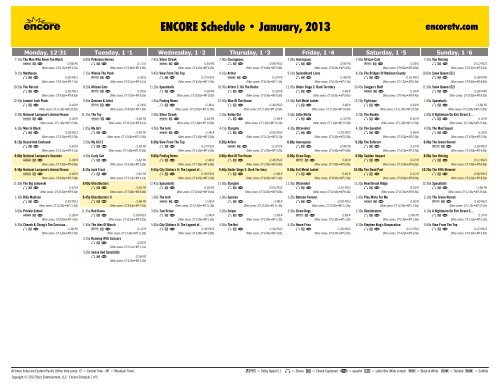 ENCORE Schedule - January, 2013 - Starz