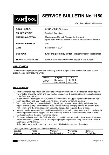 SERVICE BULLETIN No.1150 - ABC Companies