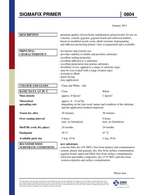 SIGMAFIX PRIMER 0804 - SIGMA PAINTS