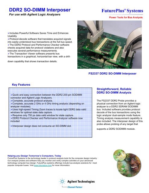 DDR2 SO-DIMM Interposer - FuturePlus Systems
