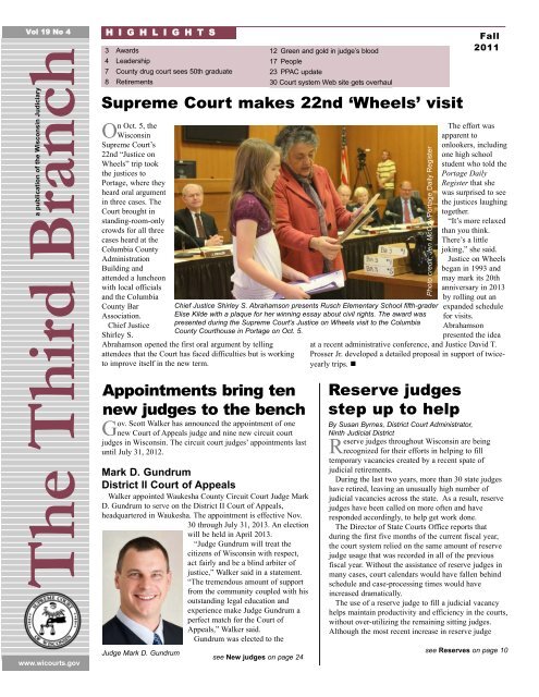 The Third Branch - Fall 2011 - Wisconsin Court System