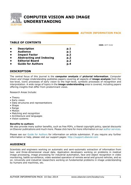 COMPUTER VISION AND IMAGE UNDERSTANDING