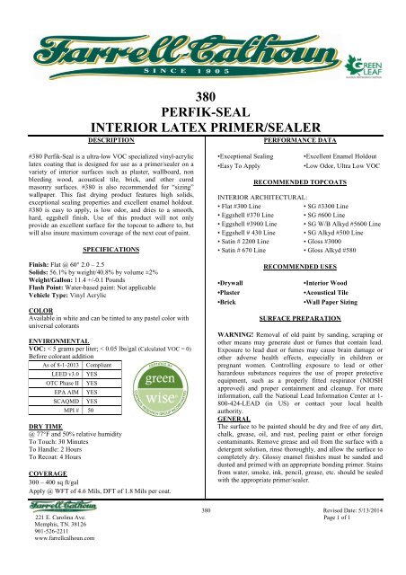 Farrell Calhoun Paint Color Chart