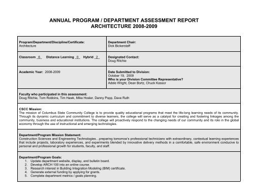 annual program/department assessment report - Columbus State ...