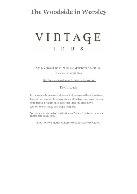 Download The Woodside main food menu - Vintage Inns