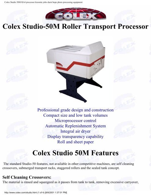 Colex Studio 50M RA4 processor kreonite jobo durst hope photo ...