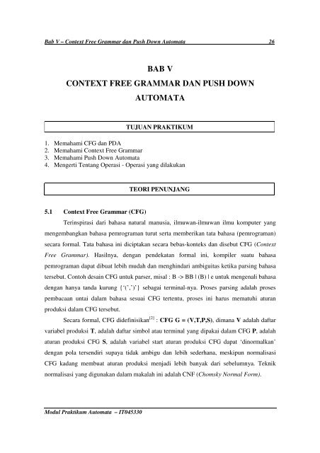 bab v context free grammar dan push down automata - iLab bab v context free grammar dan push down automata - iLab