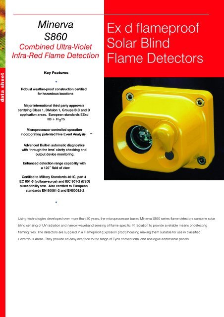 Ex d flameproof Solar Blind Flame Detectors