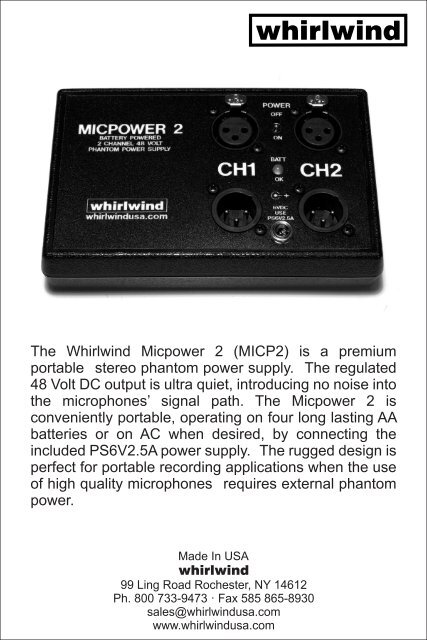 Micpower 2 Manual - Whirlwind
