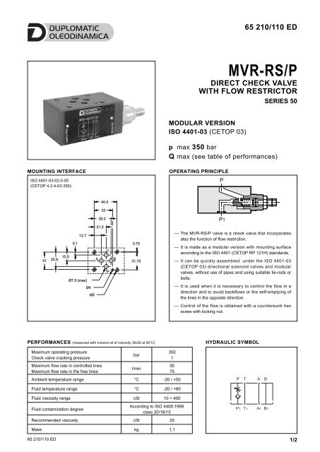 MVR - RS / P / 50 - Duplomatic