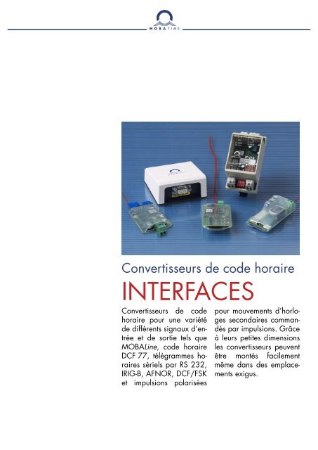 INTERFACES - MOBATIME Swiss Time Systems