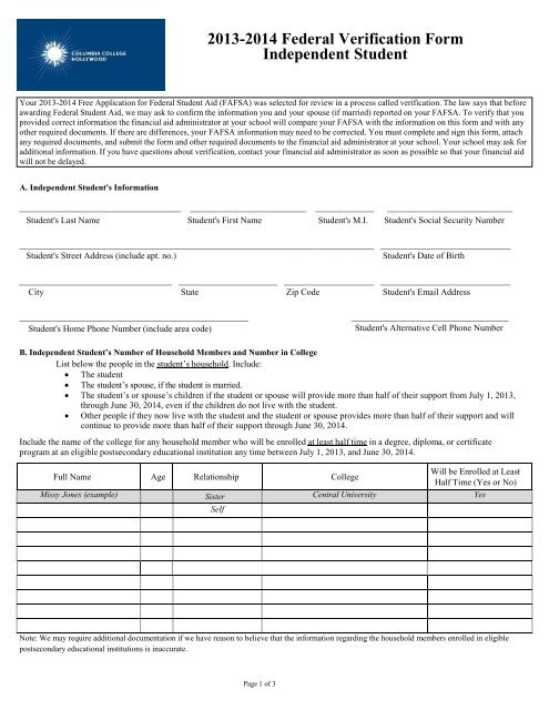 Federal Verification Worksheet 2024 2025 Required Tax Documents To